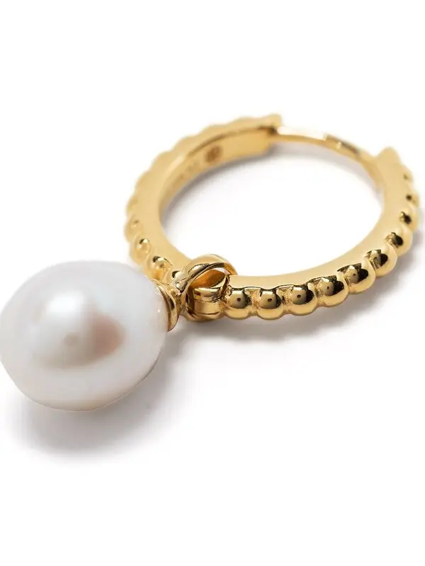 DOWER & HALL Timeless Oval Pearl Hoop Earrings - Gold