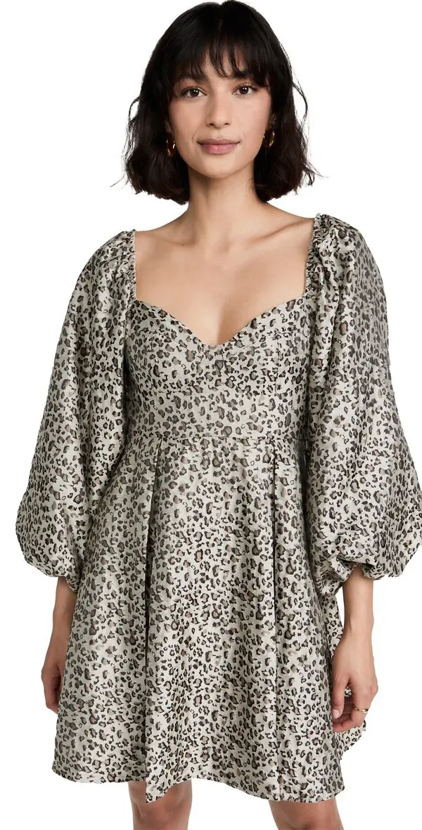 sister jane brown dress Sister Jane puff sleeve ruffle hem midaxi dress in chocolate bow print