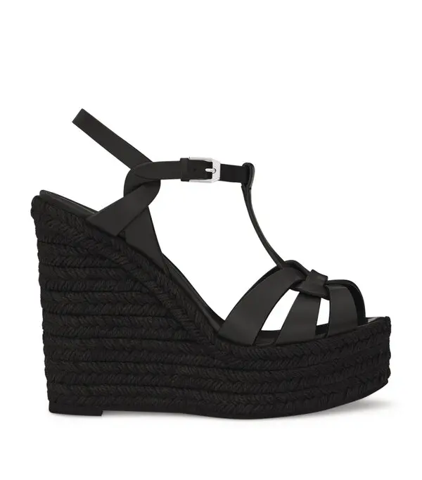 Saint Laurent Tribute Espadrille Wedge Heels - Black