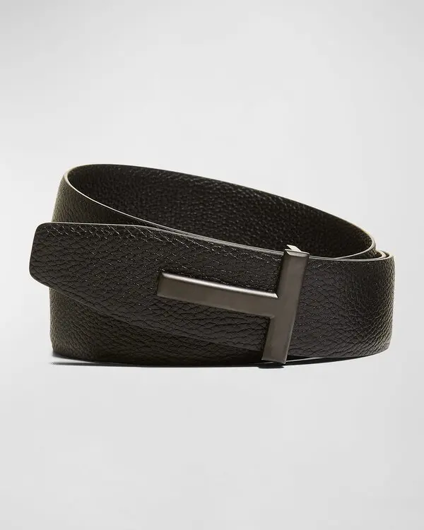 TOM FORD Reversible T-buckle Leather Belt - Black