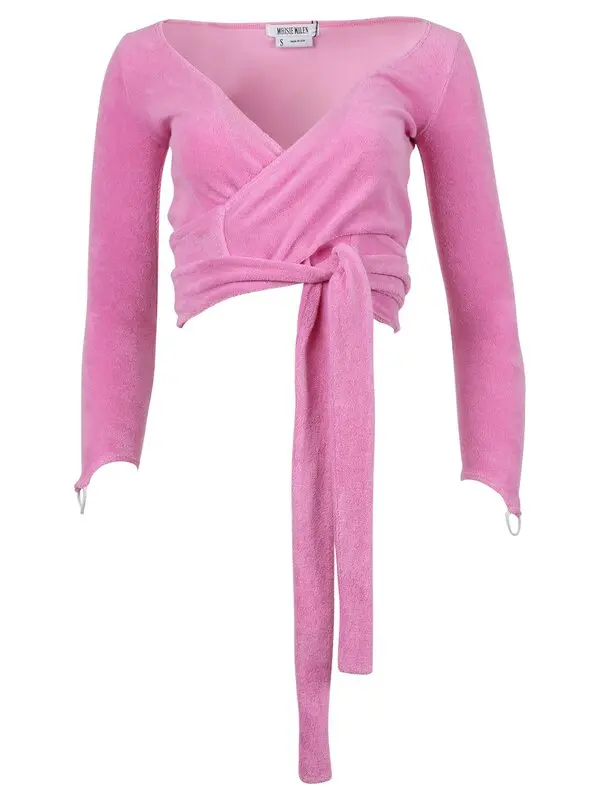 MAISIE WILEN Terry Cropped Dramady Top - Pink