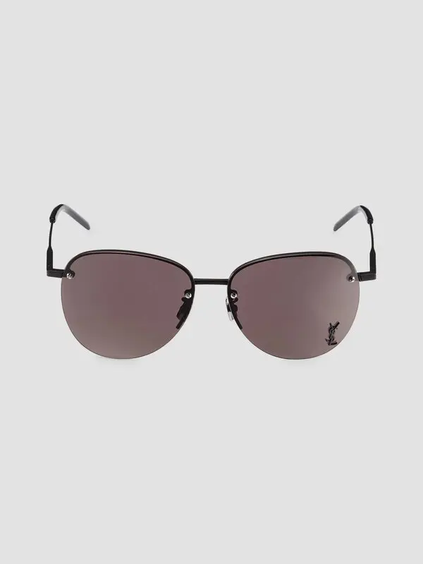 Saint Laurent Monogram Pin 61mm Aviator Sunglasses - Black
