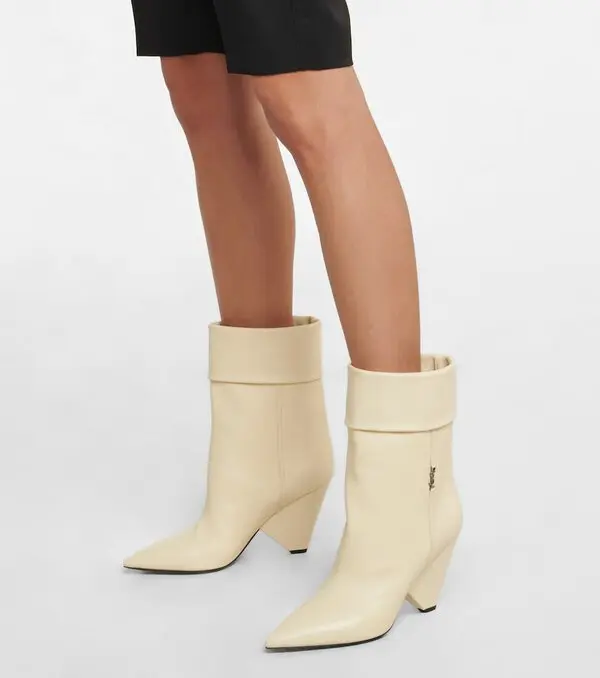 Saint Laurent Niki 85 Leather Ankle Boots