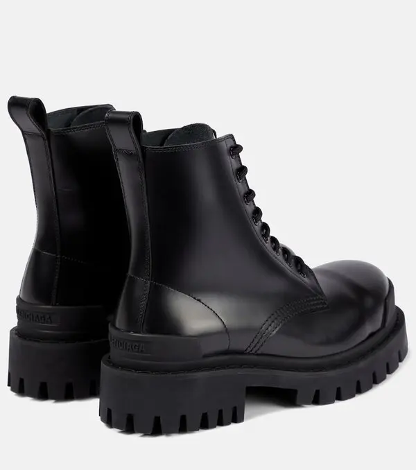 Balenciaga Strike Lace-Up Boots Black Editorialist