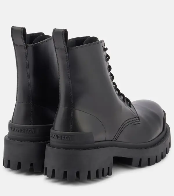Balenciaga Strike Leather Ankle Boots - Black