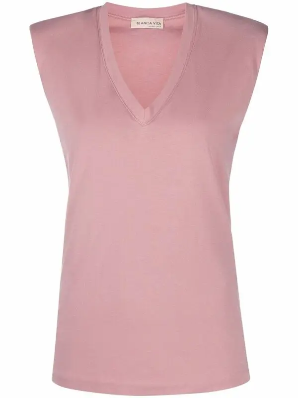 BLANCA VITA Sleeveless V-neck Top - Pink
