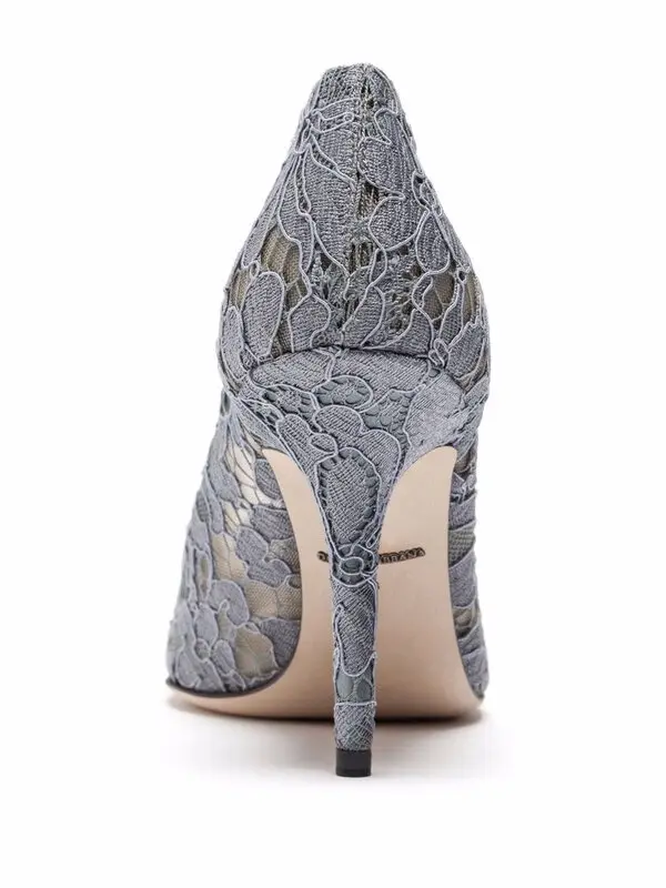 Dolce & Gabbana Bellucci Lace Pumps With Brooch - Grey
