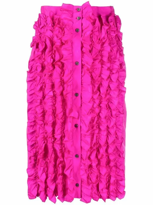 MSGM Ruffle-detail High-waisted Skirt - Pink