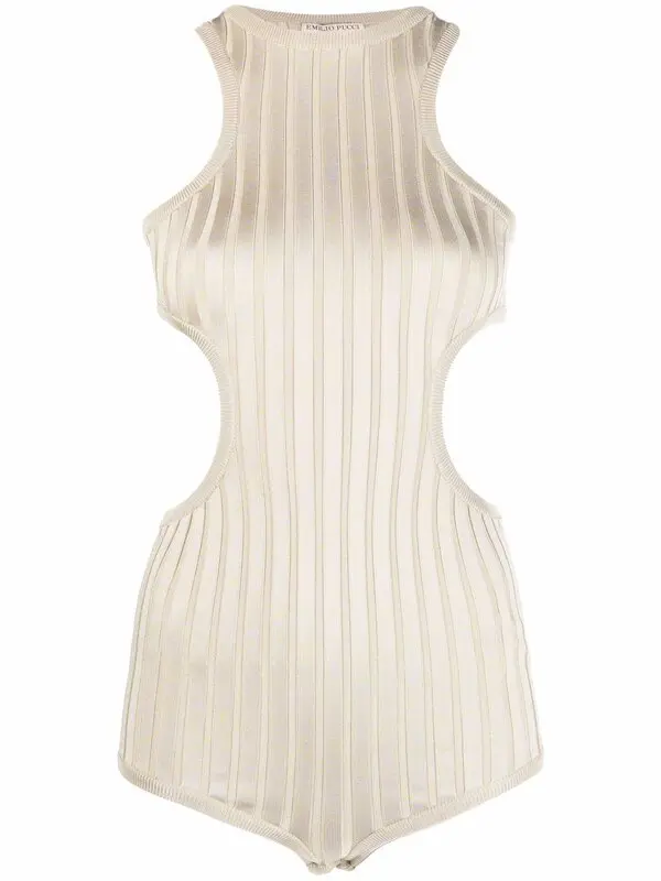 Emilio Pucci Silk Cut-out Bodysuit - Neutrals