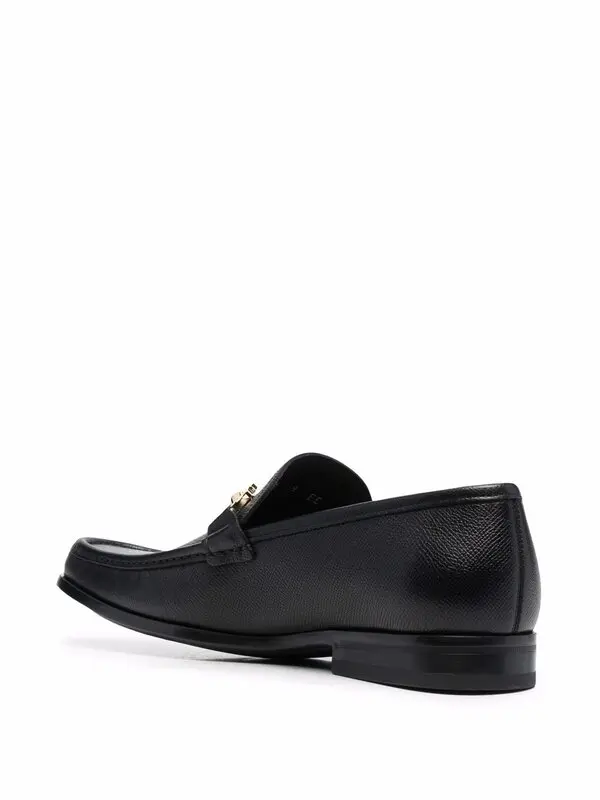 FERRAGAMO Gancini-plaque Leather Loafers - Black