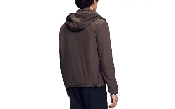 Sandro Hooded Zip-front Tech Jacket - Chocolate