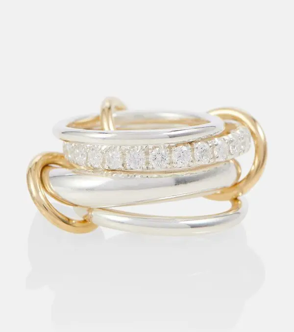 SPINELLI KILCOLLIN Luna 18kt And Sterling Silver Linked Rings With Diamonds - Gold