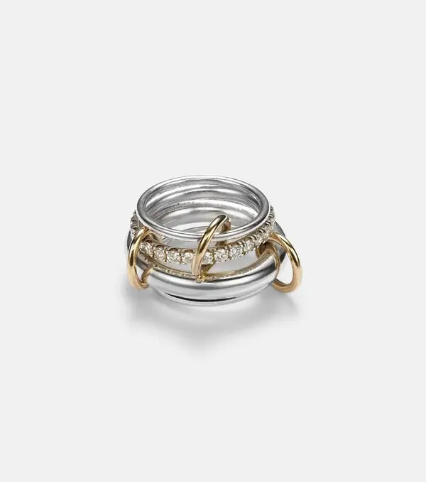 SPINELLI KILCOLLIN Luna 18kt And Sterling Silver Linked Rings With Diamonds - Gold