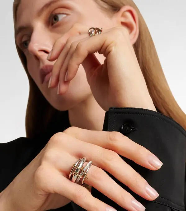 SPINELLI KILCOLLIN Luna 18kt And Sterling Silver Linked Rings With Diamonds