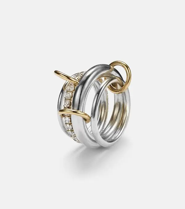 SPINELLI KILCOLLIN Luna 18kt And Sterling Silver Linked Rings With Diamonds