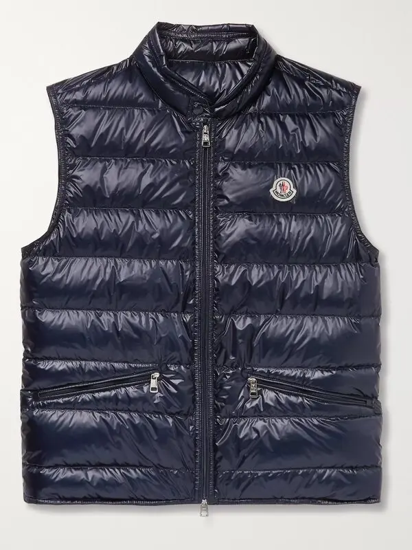 Moncler Slim-fit Logo-appliquéd Quilted Shell Down Gilet - Blue