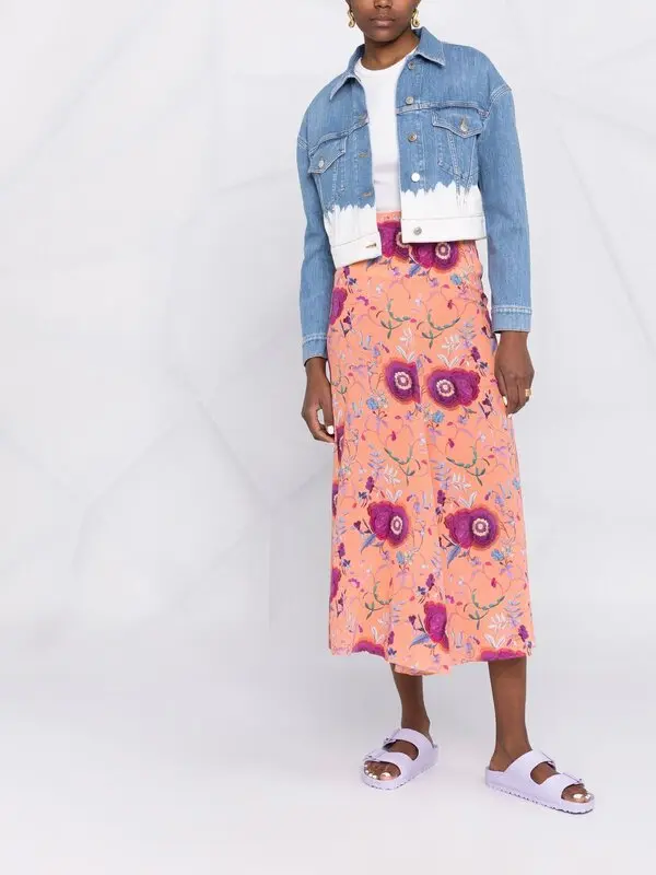 Isabel Marant Rosilia Floral Midi Skirt In Orange - 50% Off