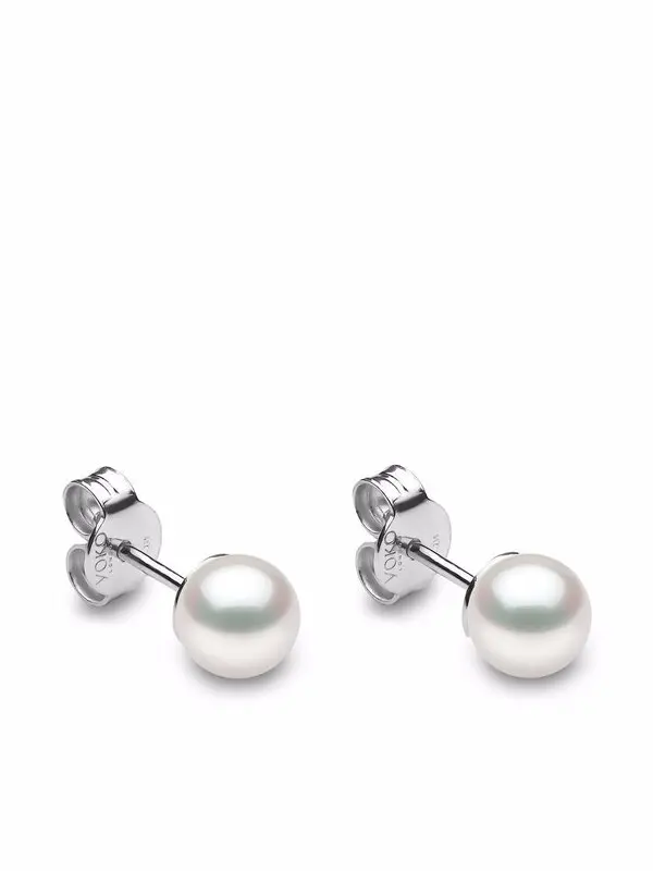 Yoko London 18kt White Gold Akoya Pearl Stud Earrings - Silver