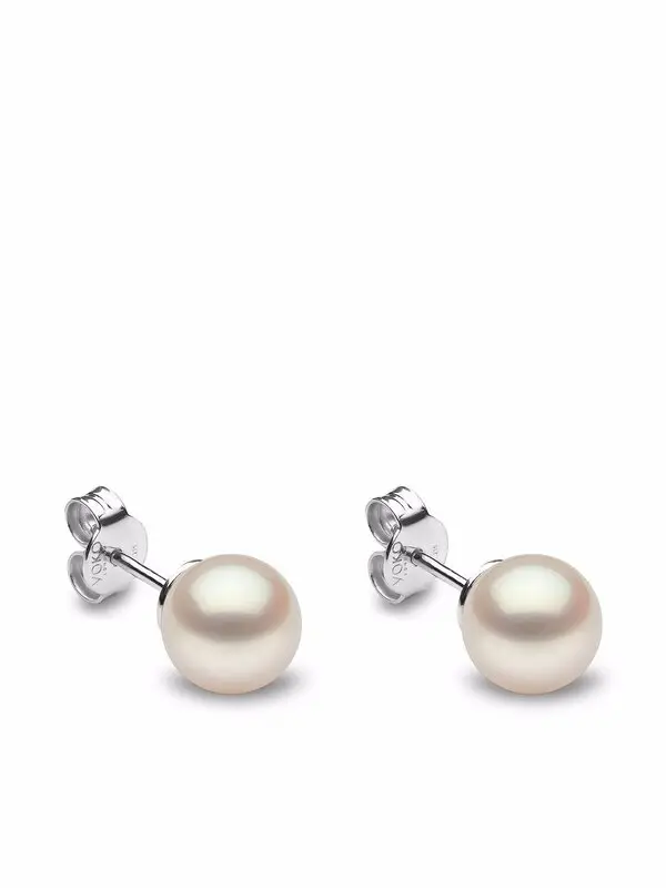 Yoko London 18kt White Gold 8mm Freshwater Pearl Stud Earrings - Silver