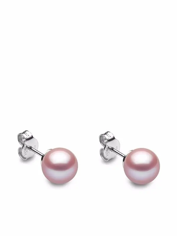 Yoko London 18kt White Gold 8mm Freshwater Pearl Stud Earrings - Silver