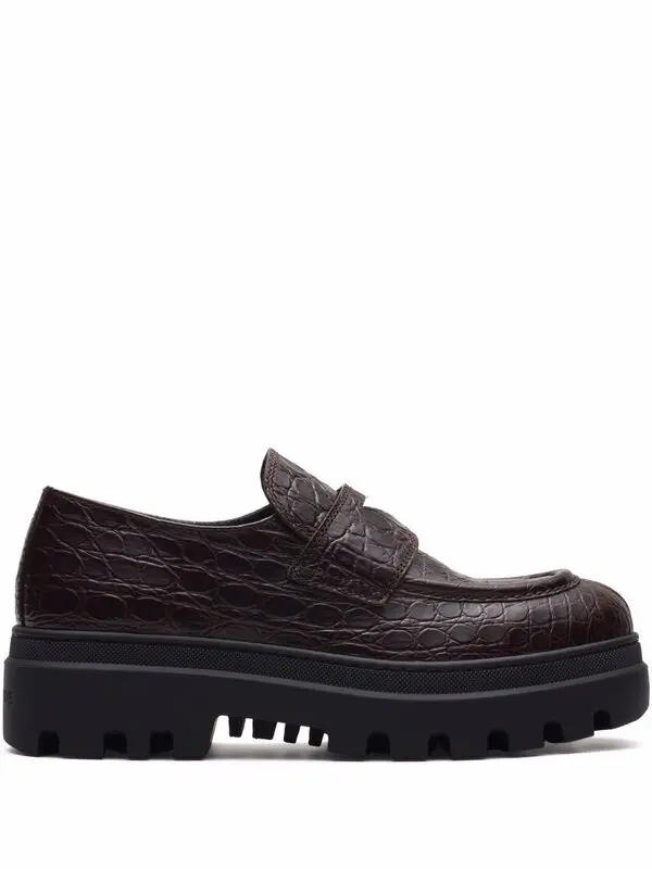 Car Shoe Crocodile Effect Moccasins - Purple