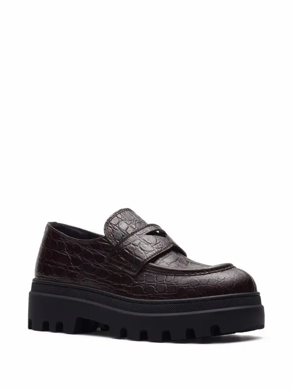 Car Shoe Crocodile Effect Moccasins - Purple