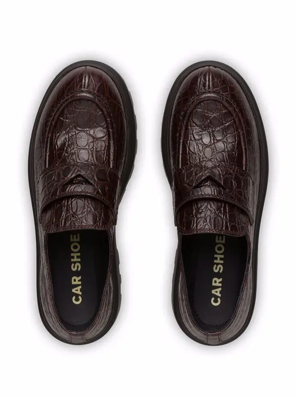 Car Shoe Crocodile Effect Moccasins - Purple