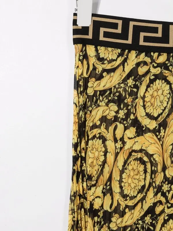 Versace Floral Baroque-print Pleated Maxi Skirt