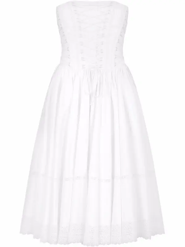 Dolce & Gabbana Gabardine Bustier Midi Dress - White