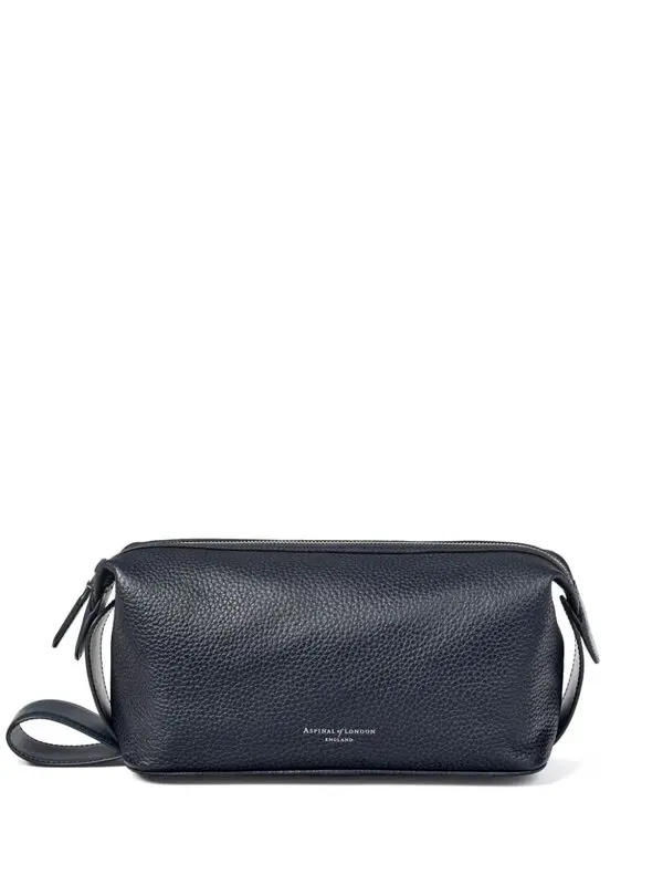 ASPINAL OF LONDON Reporter Leather Wash Bag - Blue