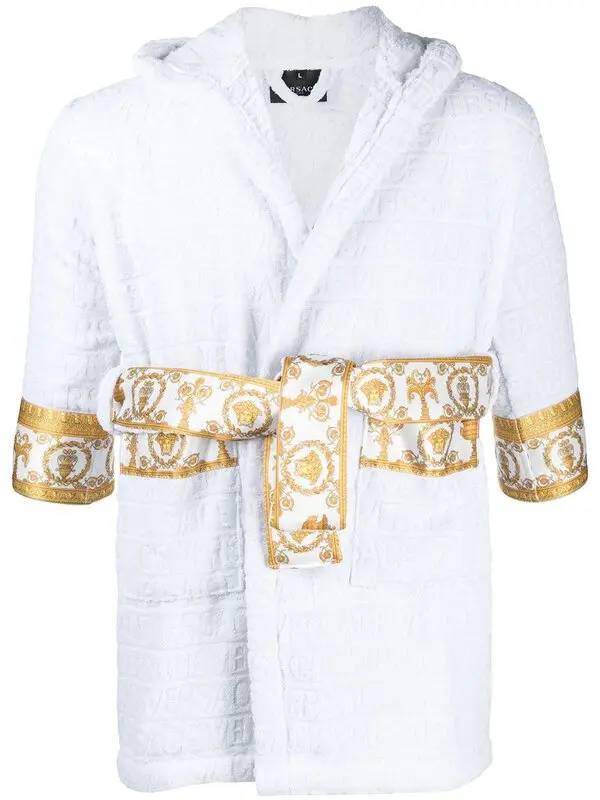 Versace Barocco-trim Hooded Bath Robe