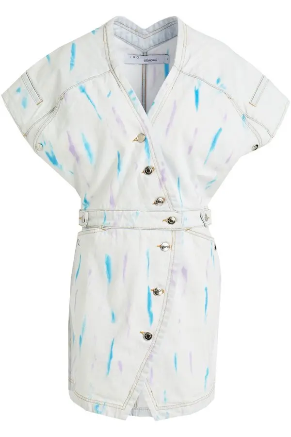 IRO PARIS Meuzal Tiedyed Denim Mini Dress - Ecru