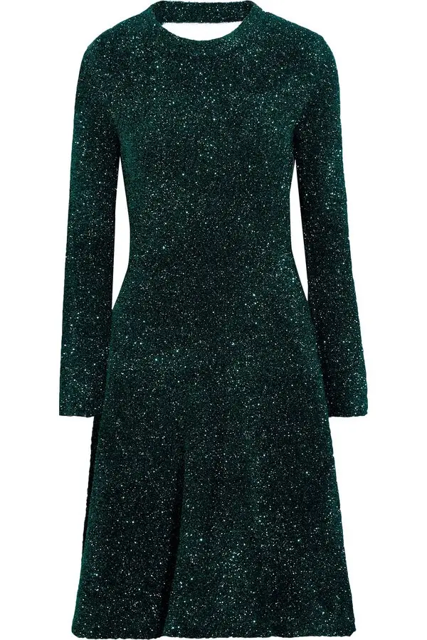 MAISON MARGIELA Flared Cutout Tinsel Dress - Emerald