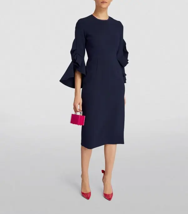 red color midi dress Over The Horizon Thick Strap Ruched Midi Dress Red