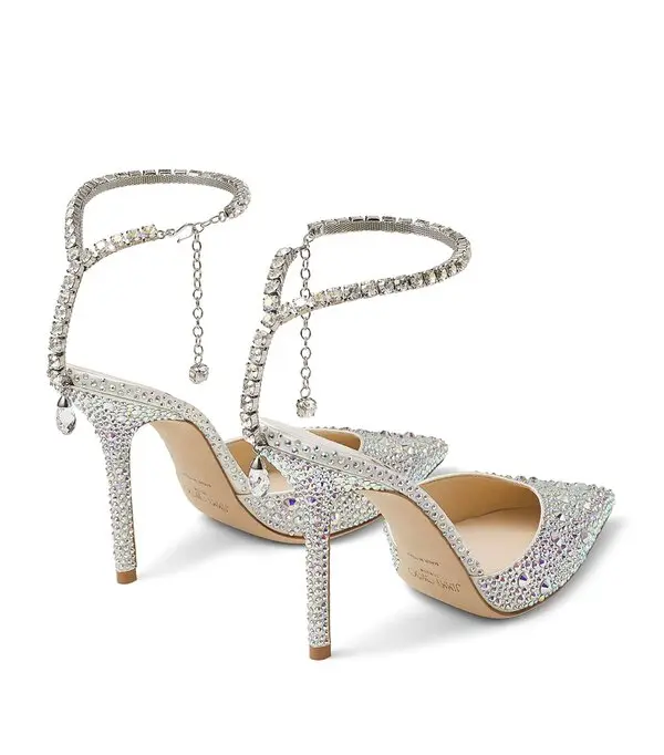 JIMMY CHOO Saeda 100 Embellished Pumps - Ivory