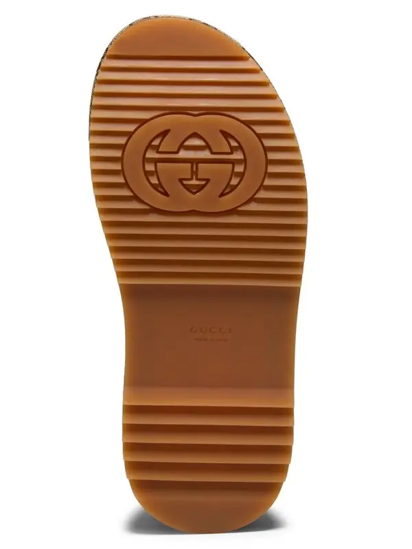 Gucci Angelina Maxi Gg Slide Sandals - Camel Ebony