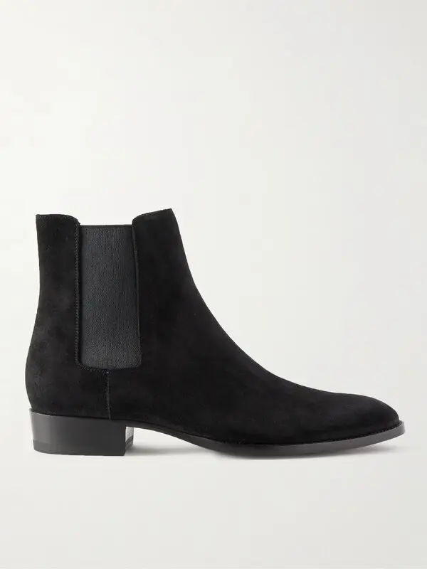 Saint Laurent Wyatt Suede Chelsea Boots - Black