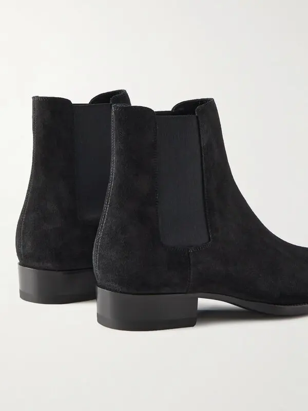 Saint Laurent Wyatt Suede Chelsea Boots - Black