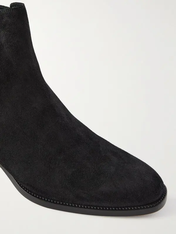 Saint Laurent Wyatt Suede Chelsea Boots - Black