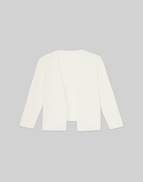 Lafayette 148 New York Fine Voile Open Front Cropped Cardigan - Cloud