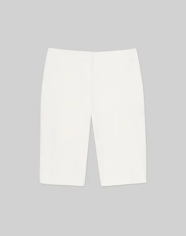 Lafayette 148 New York Cotton Stretch Twill Bermuda Shorts - Sea Salt
