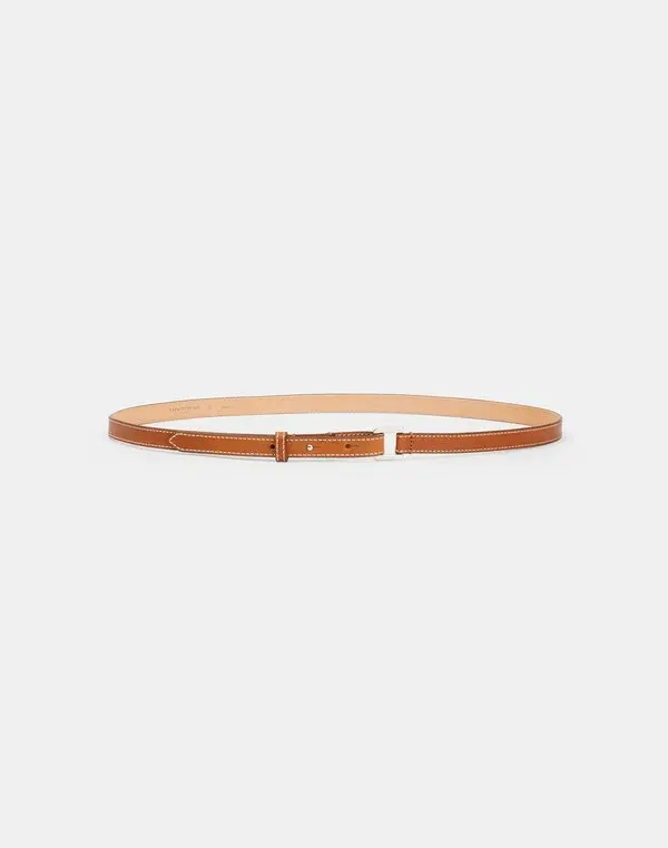 Lafayette 148 New York Vachetta Leather Skinny Belt - Copper