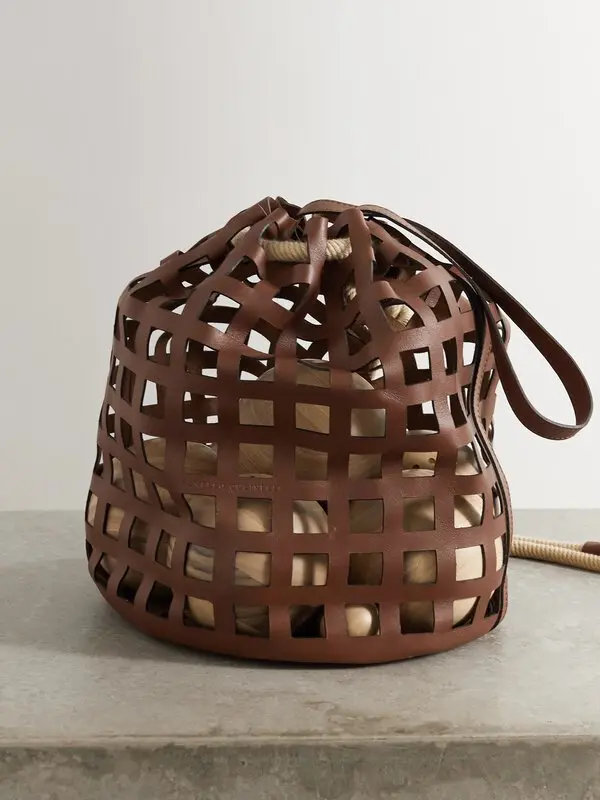 Brunello Cucinelli Walnut And Leather Bowls Set