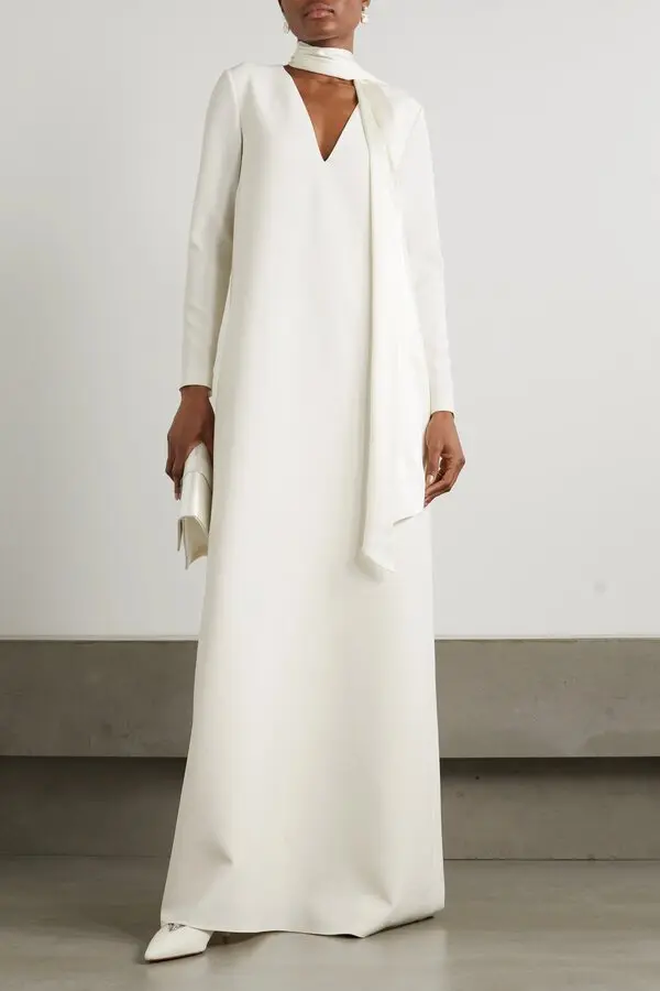 Safiyaa Aleah Crepe And Silk-blend Satin Gown