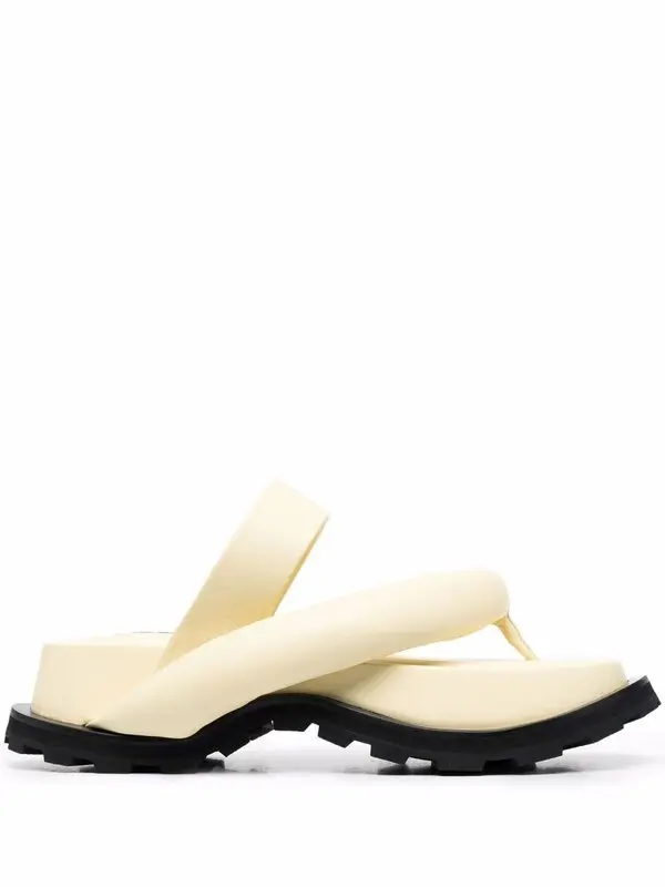 JIL SANDER Padded Leather Sandals - Yellow