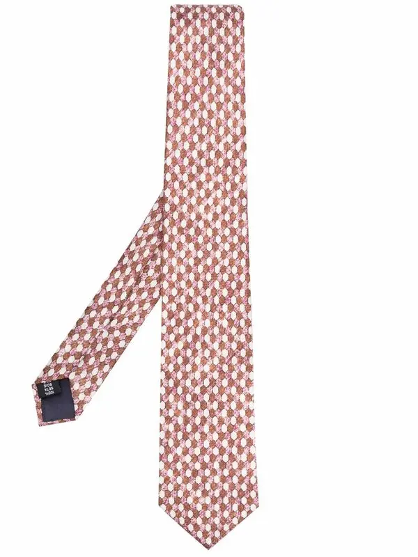 Tagliatore Geometric-print Silk Neck Tie - Brown