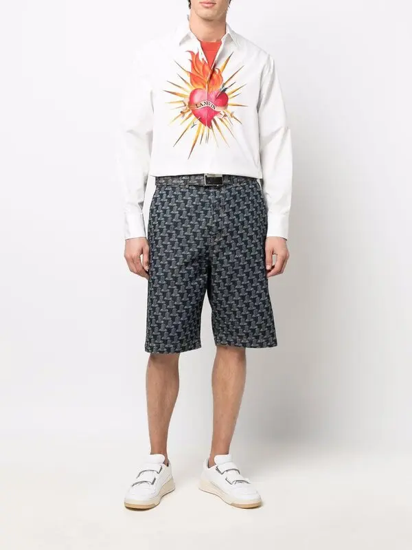 LANVIN Geometric-print Bermuda Shorts