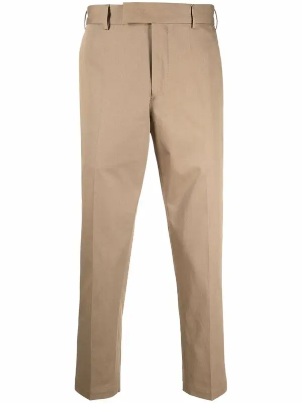 PT TORINO Cropped Tapered Chinos - Brown
