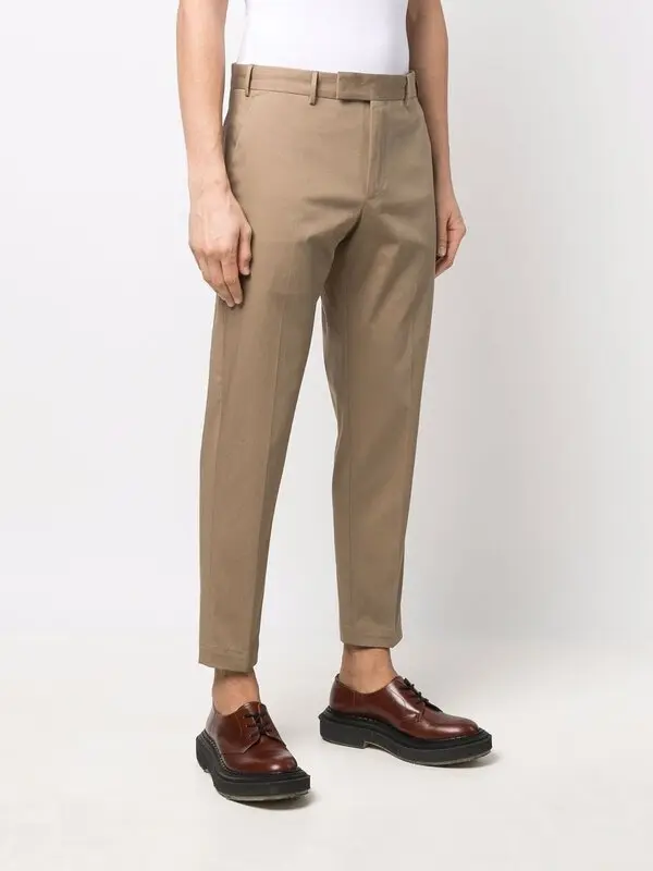 PT TORINO Cropped Tapered Chinos - Brown