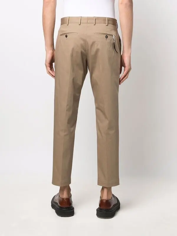 PT TORINO Cropped Tapered Chinos - Brown